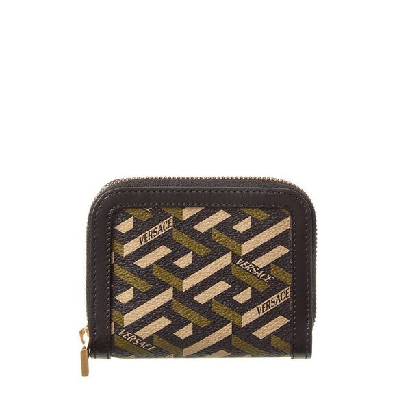 Versace | Bags | Versace La Greca Coated Canvas Leather Coin Purse ...